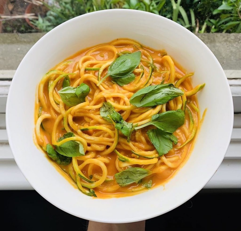Pasta with Roasted Capsicum & Carrot Sauce - letsgovegan